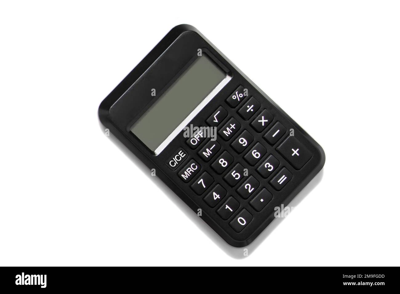 Black small pocket calculator isolated on white background with shadow ...