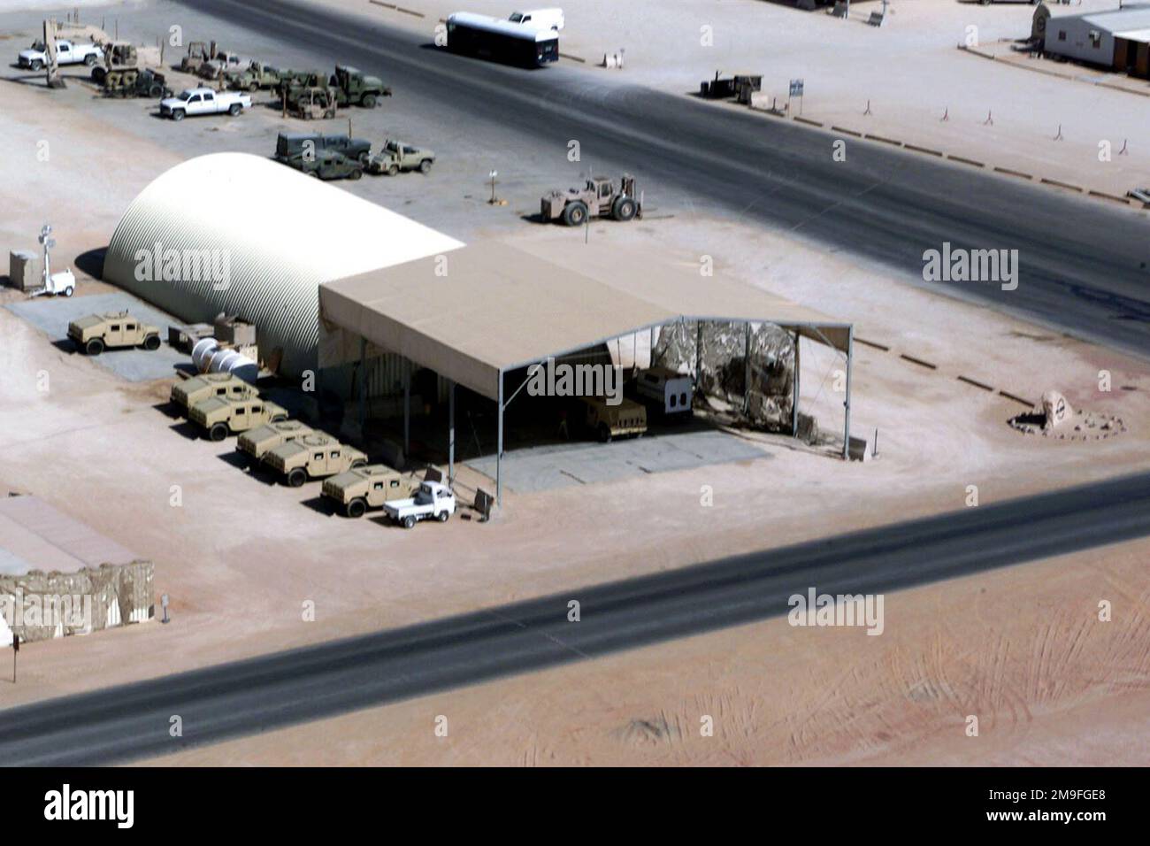 Aerial view of Als Garage in at Prince Sultan Air Base, Saudi Arabia ...