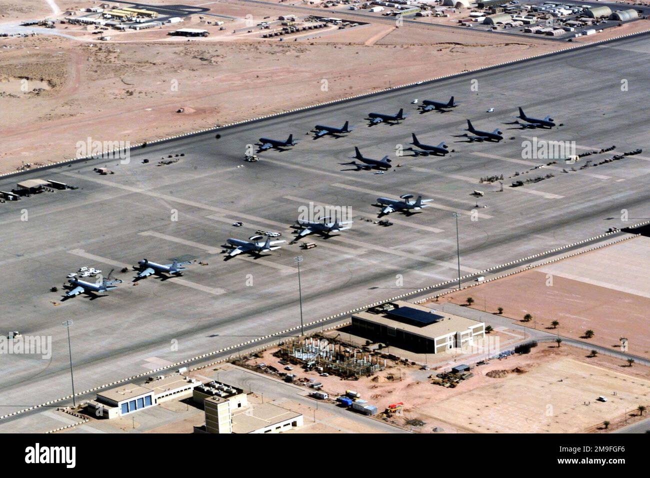 Aerial view of the North Ramp at Prince Sultan Air Base, Saudi Arabia ...