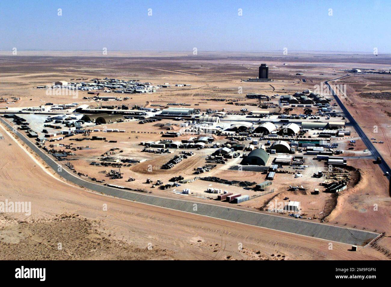 Aerial view of Maintenance City at Prince Sultan Air Base, Saudi Arabia ...