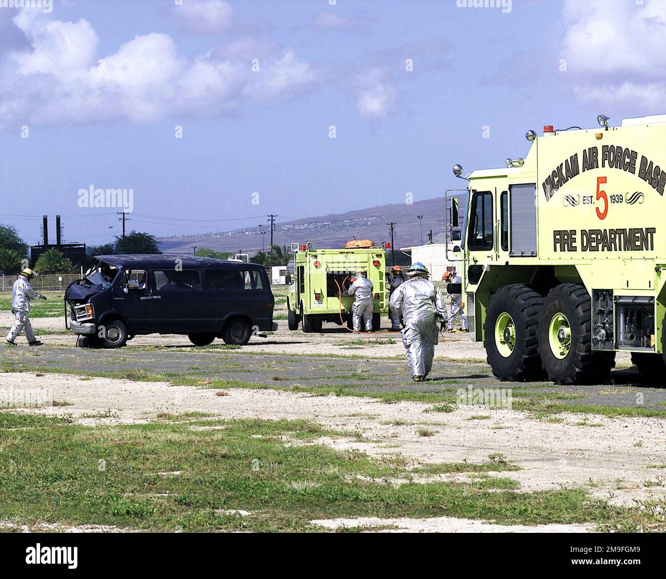 US Air Force Members of the Hickam Air Force Base, Hawaii, Fire ...