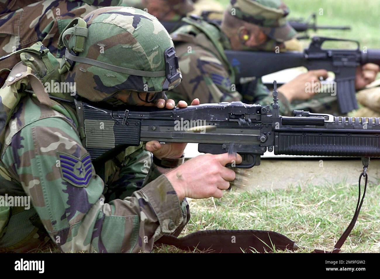US Air Force Technical Sergeant Anthony Lawrence a machine gunner for ...