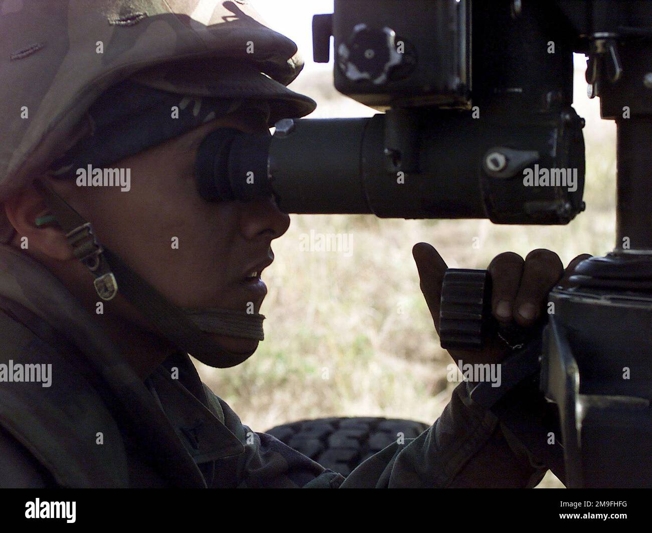 A close up view of US Marine Corps Lance Corporal (LCPL), Enrique J ...