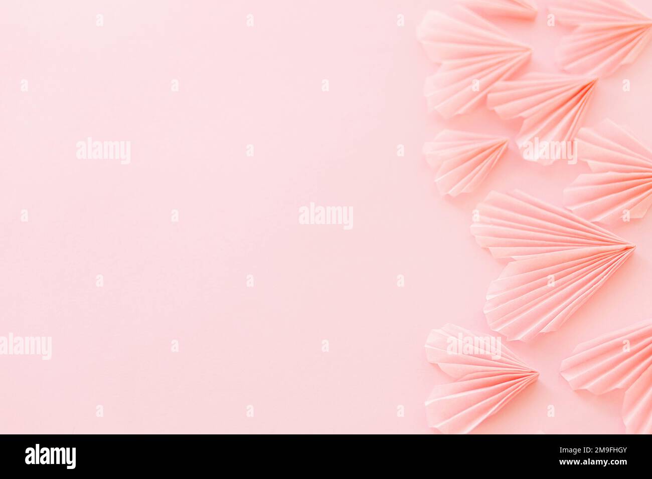 Happy Valentine's day! Stylish pink hearts on pink paper background ...