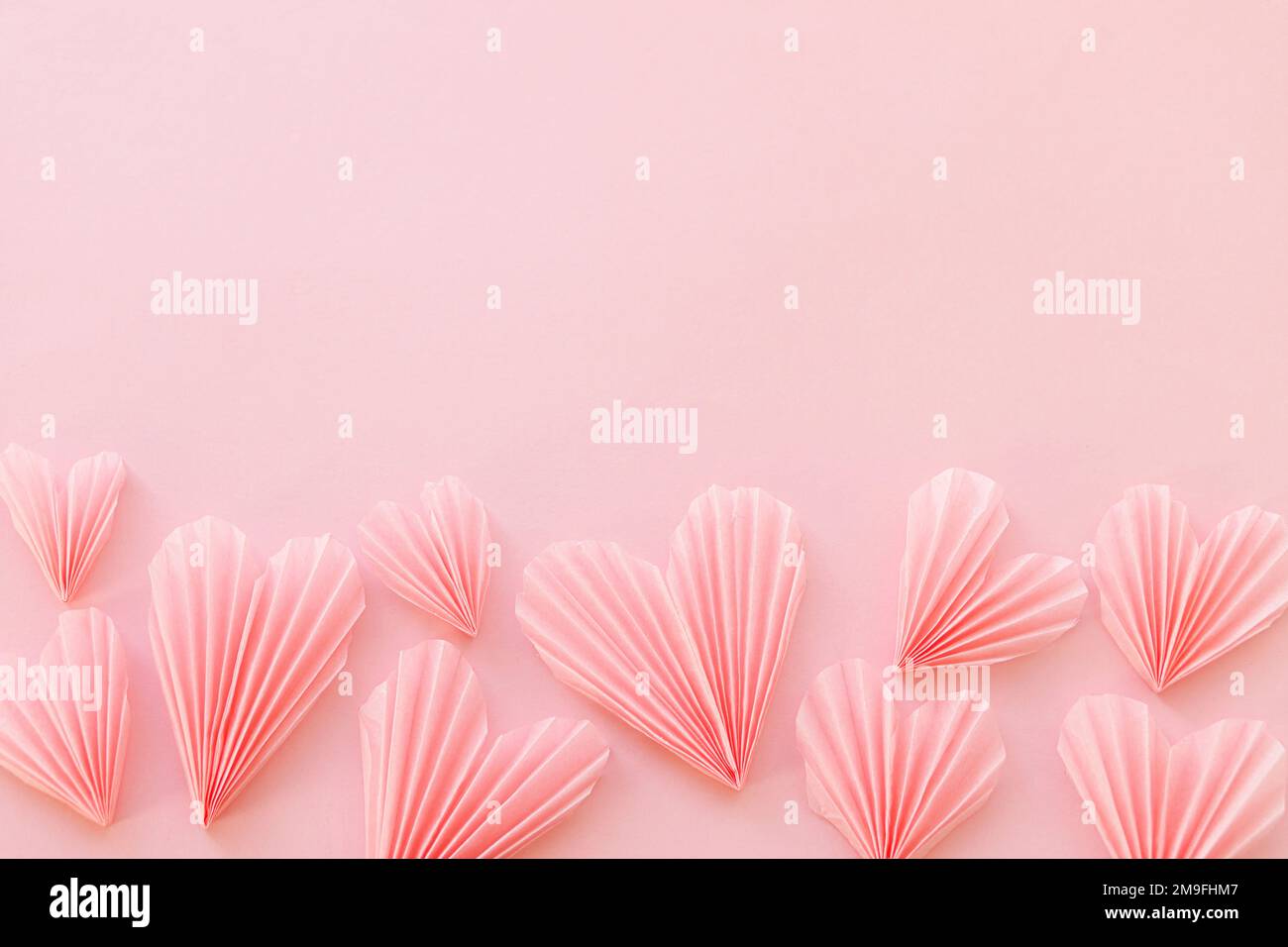 Happy Valentine's day! Stylish pink hearts flat lay on pink paper ...