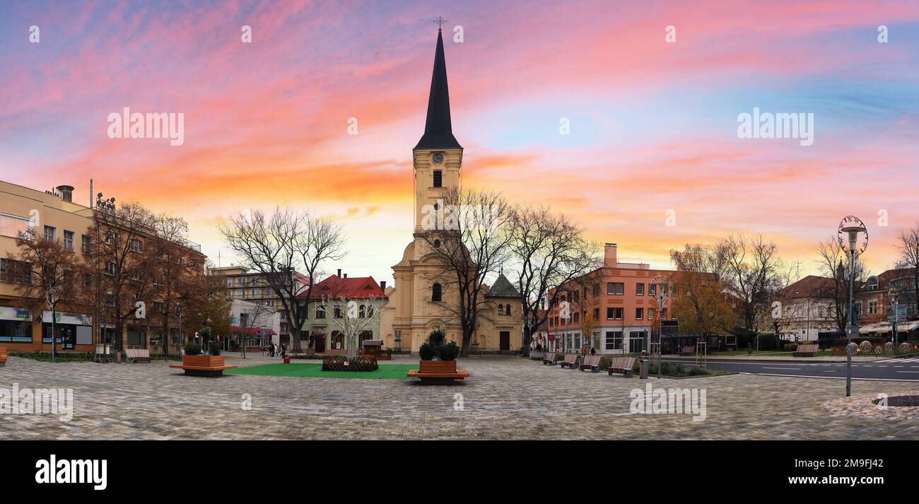 Center of the old town. Holy trinity and Roman Catholic Churchon the ...