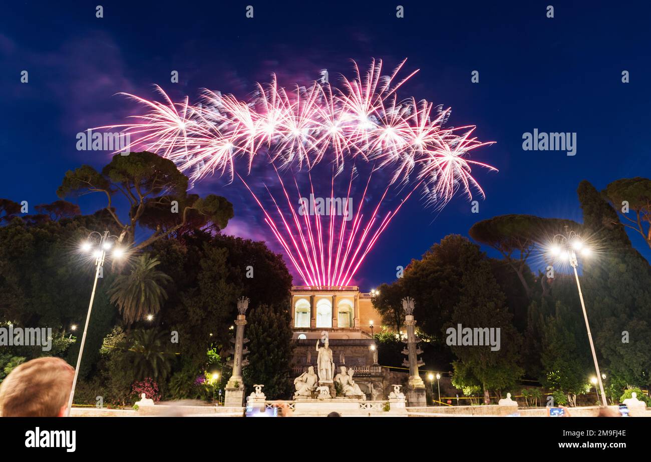 ROME, ITALY - JUNE 29, 2019: Fireworks for celebrate its Patron Saints ...