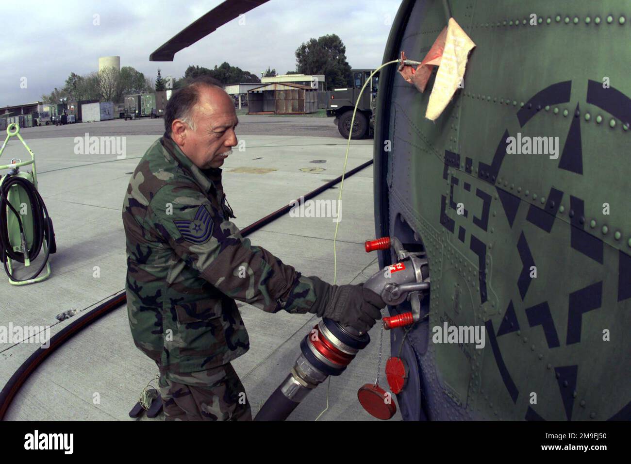 US Air Force Technical Sergeant Richard Pruneda, crew chief, 129th ...