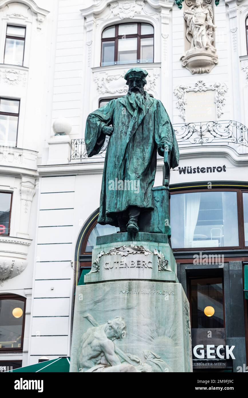 Vienna, Austria - October 14, 2022: Johannes Gutenberg monument ...