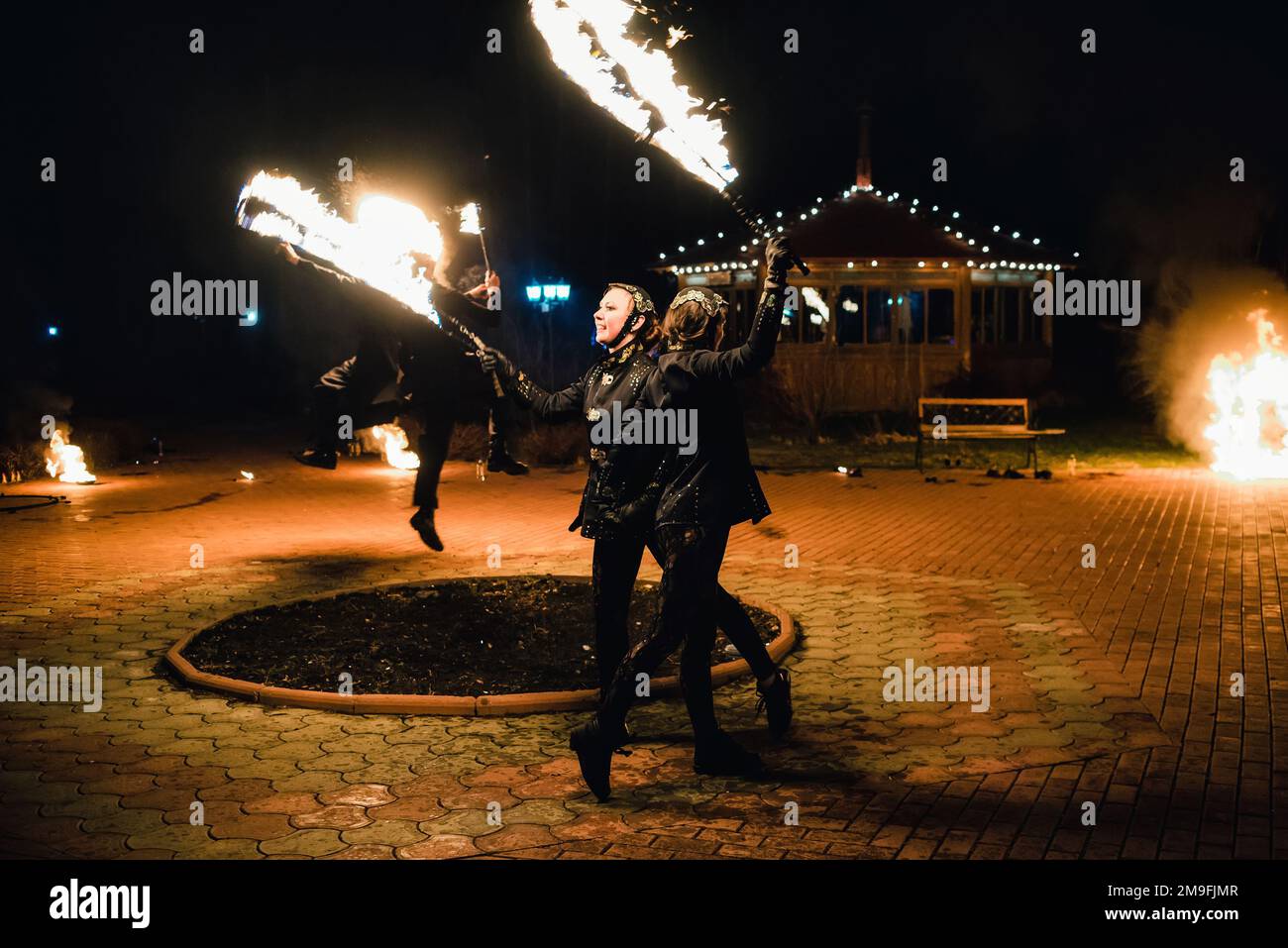 Beautiful woman fire show in hi-res stock photography and images - Alamy