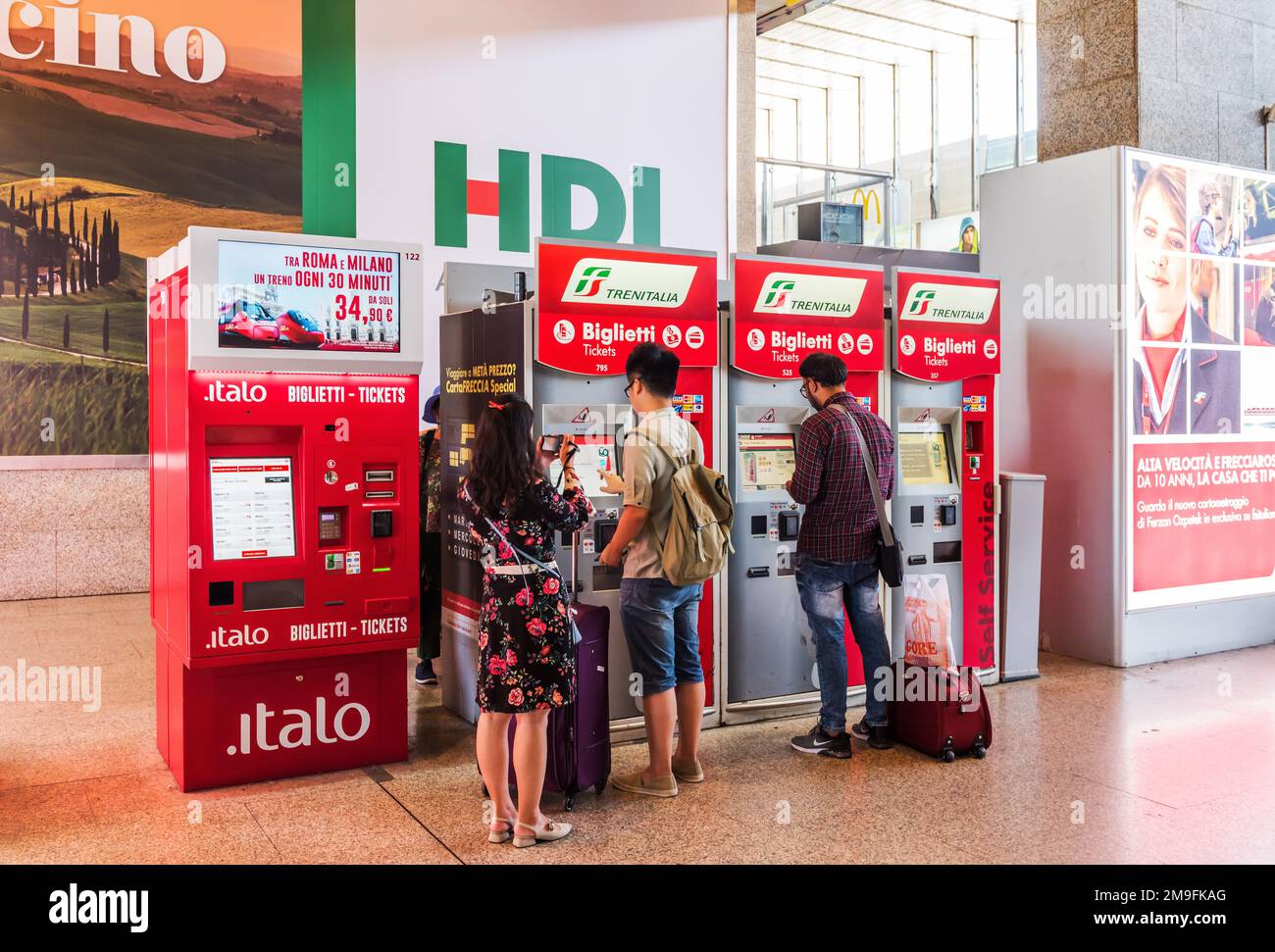 ROME, ITALY - JUNE 29, 2019: Trenitalia tickets machines in ROME ...