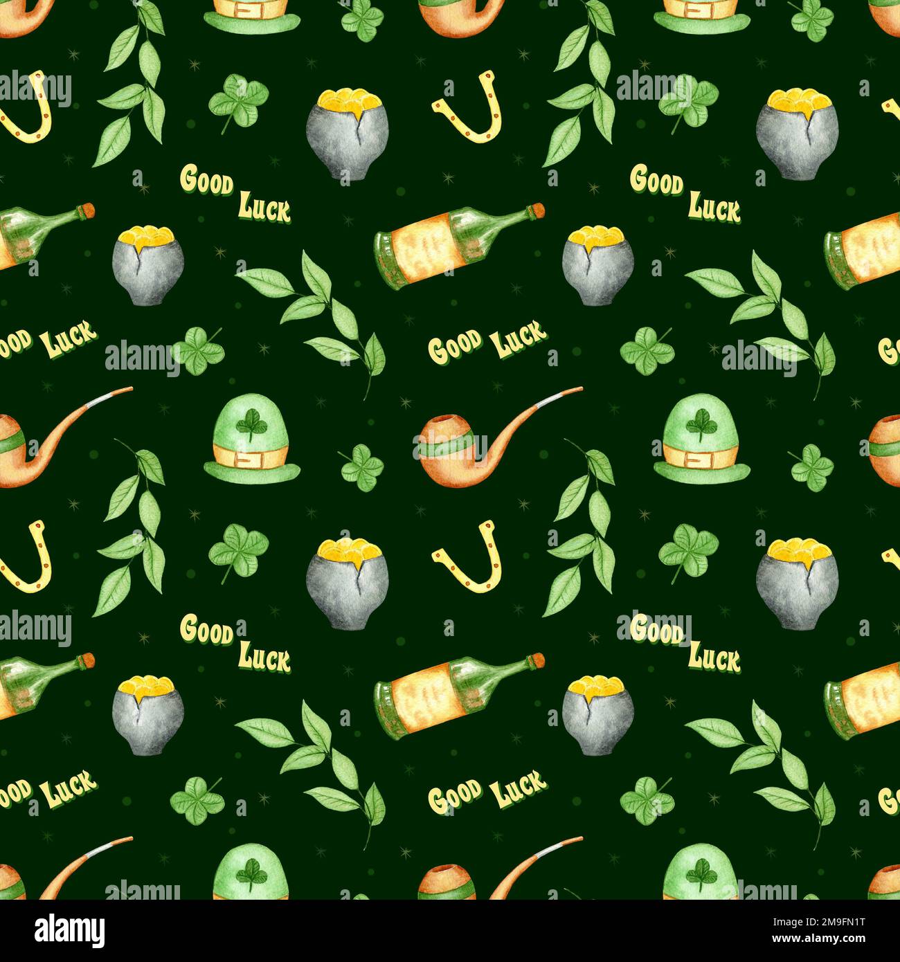 Watercolor Pattern for St. Patrick's Day. Seamless pattern with ...