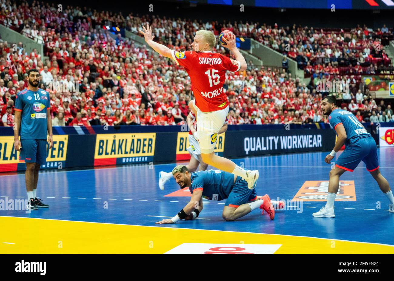 Malmo, Sweden. 17th Jan, 2023. Magnus Saugstrup (15) of Denmark seen ...