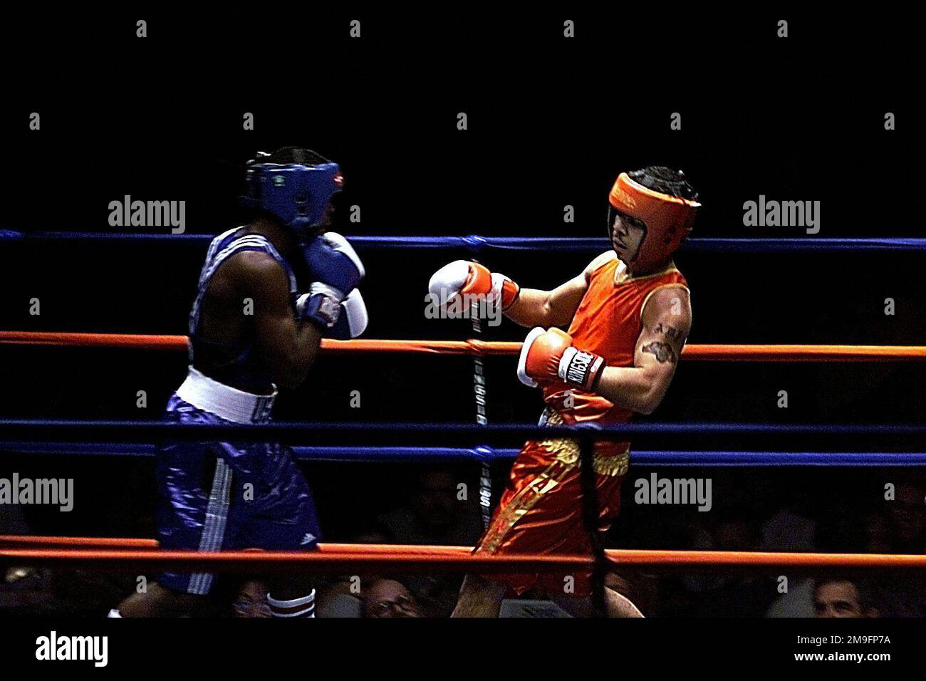 US Air Force boxer John Askew (Left) and US Marine Corps boxer Anthony ...