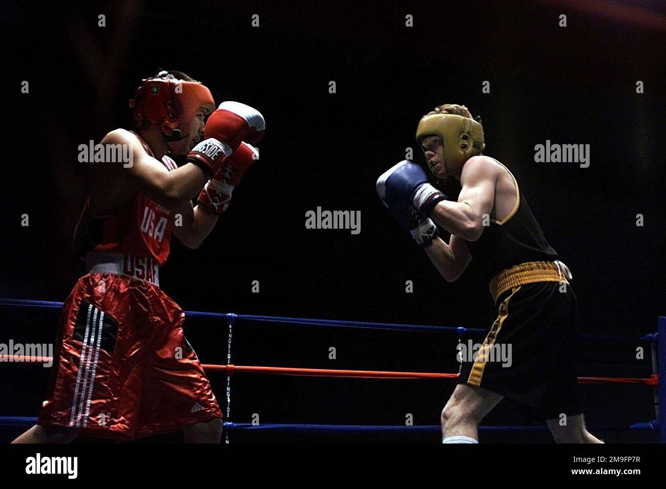 US Air Force boxer Eleizar Rodriguez (Left) and US Army boxer Marshall ...