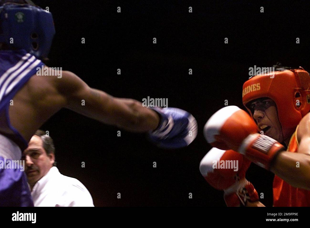 US Air Force boxer Kevin Legget (Left) and US Marine Corps boxer Mike ...