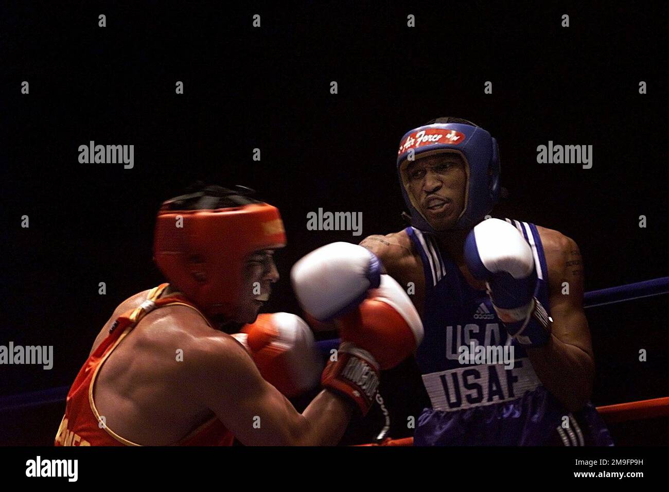 US Air Force boxer Kevin Legget (Right) and US Marine Corps boxer Mike ...