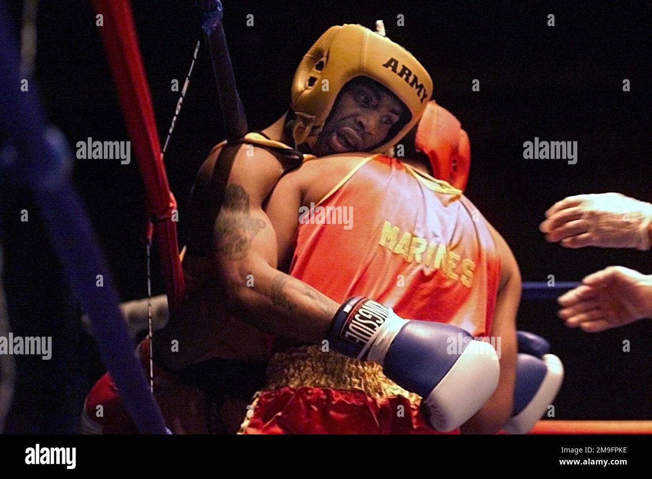 US Amy boxer Khevin Smith (Left) and US Marine Corps boxer Rolando Diaz ...