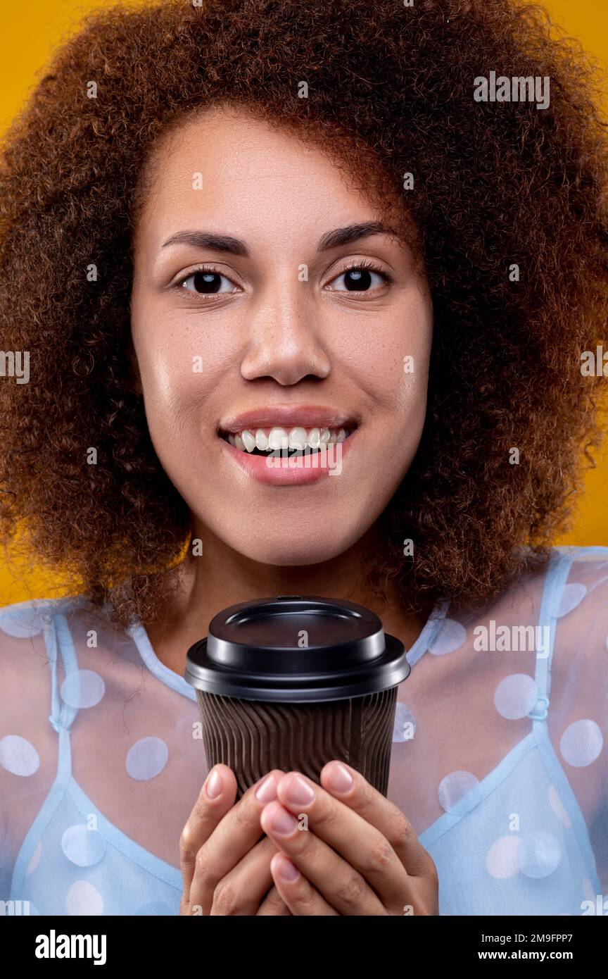 Photo pretty positive smiling hi-res stock photography and images - Alamy