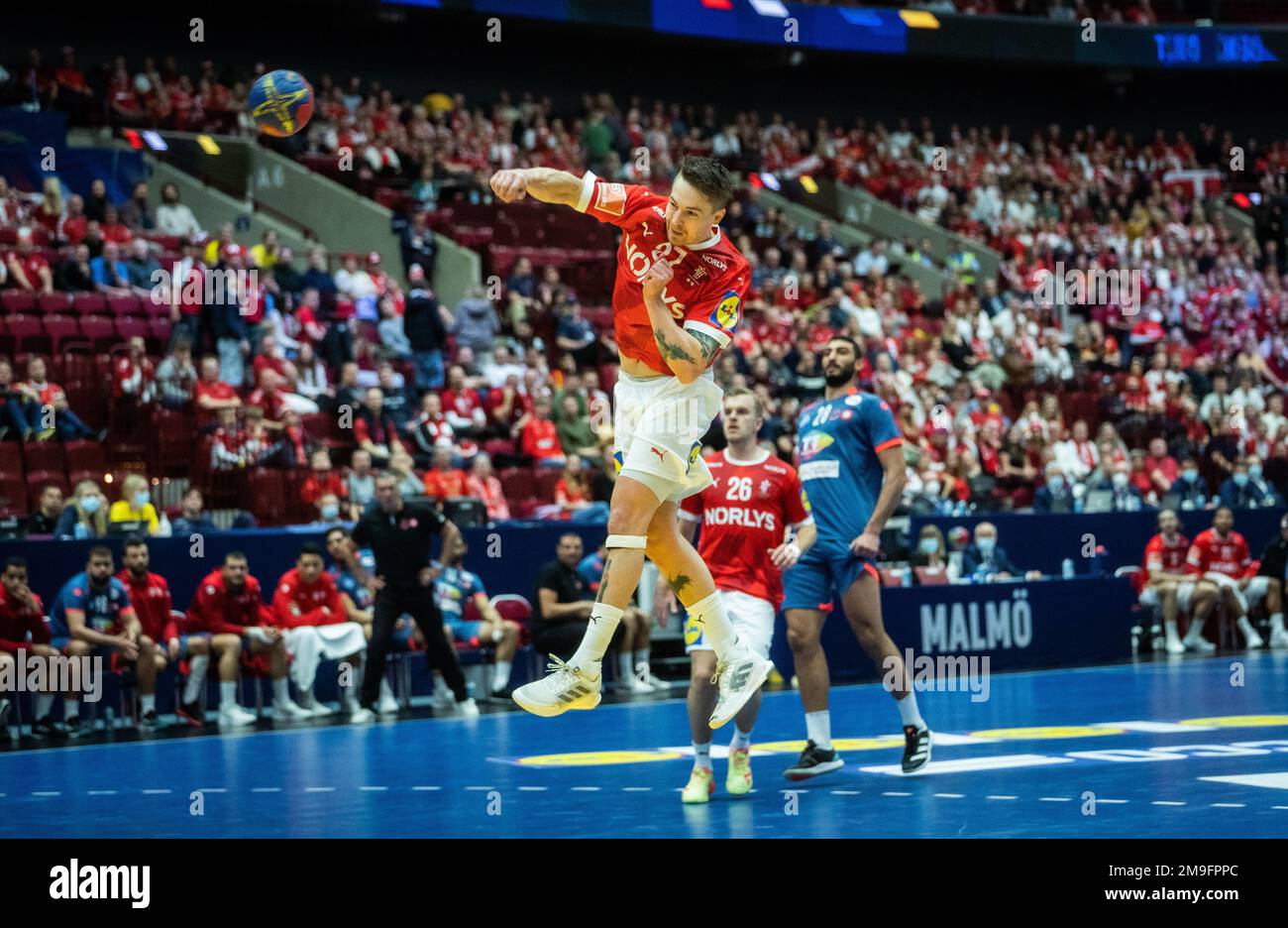 Malmo, Sweden. 17th, January 2023. Michael Damgaard (27) of Denmark ...