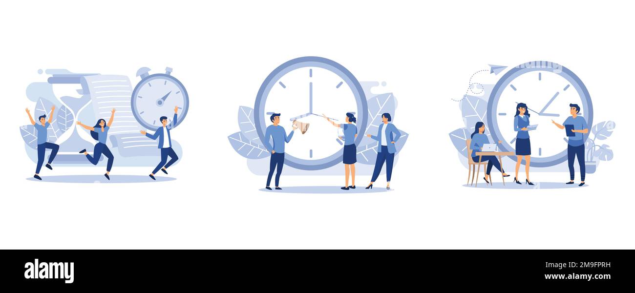 Times is money, Deadline working people with big clock concept, concept ...