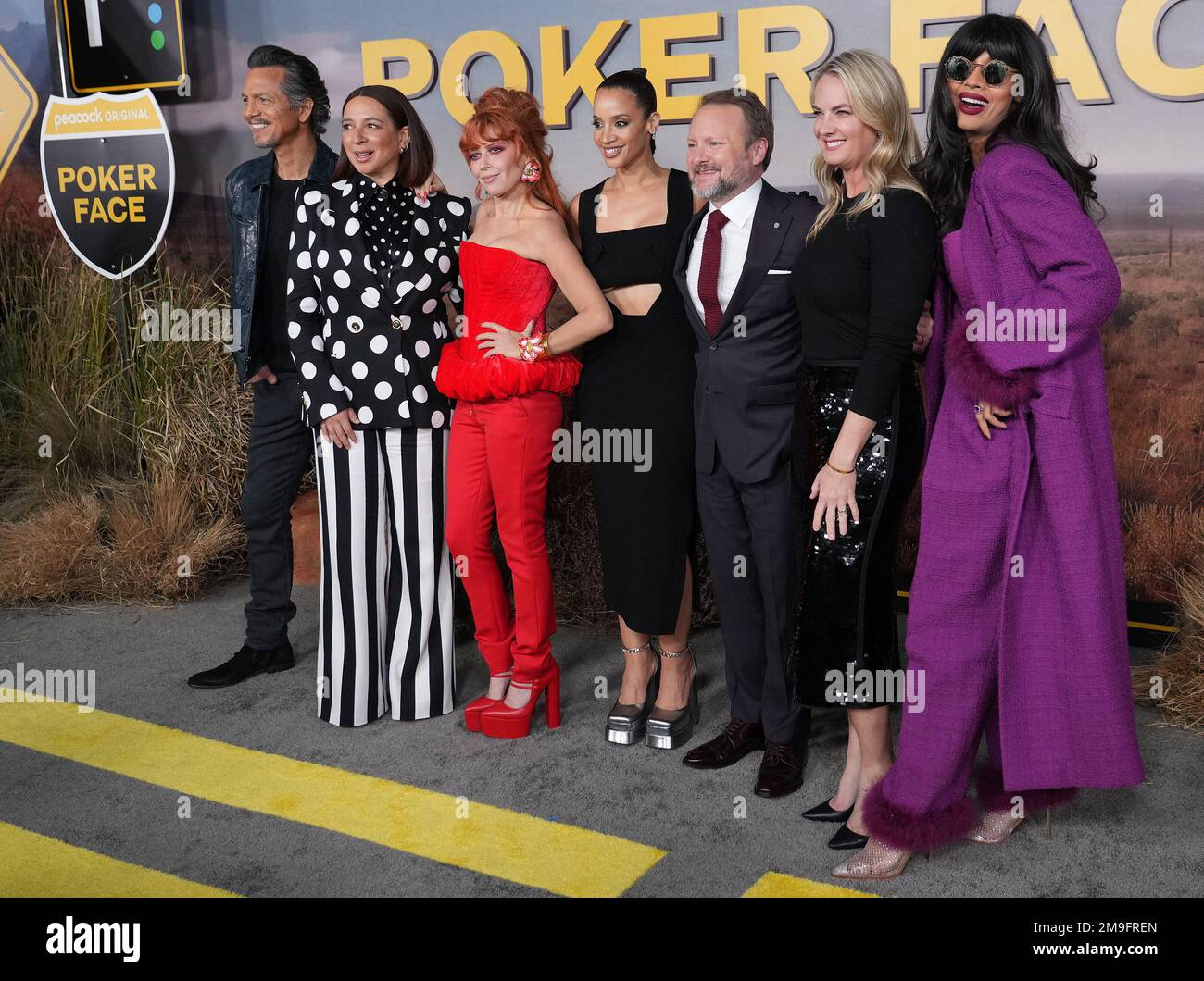 Los Angeles, USA. 17th Jan, 2023. (L-R) POKER FACE Cast & Crew ...