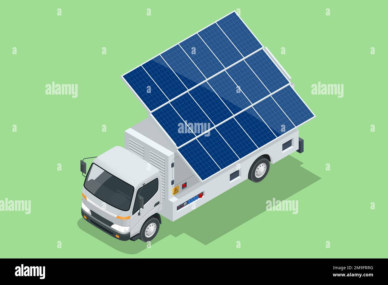 Isometric multifunctional electricity generator. Solar panels, wind ...