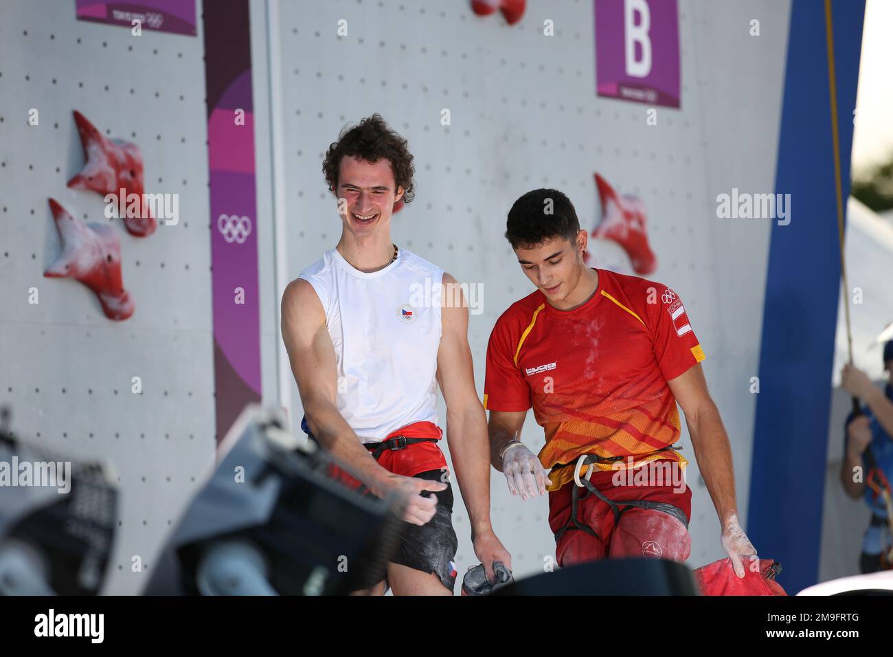 AUG 5, 2021 - TOKYO, JAPAN: Alberto GINES LOPEZ of Spain and Adam ONDRA ...