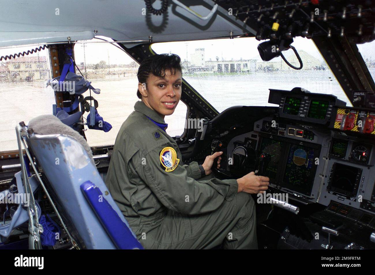 Shot of US Air Force Lieutenant Colonel Stayce D. Harris in the cockpit ...