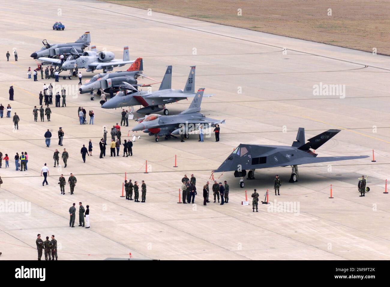 Military members mingle with civilians as they view aircraft on the Shaw Air Force Base, South ...