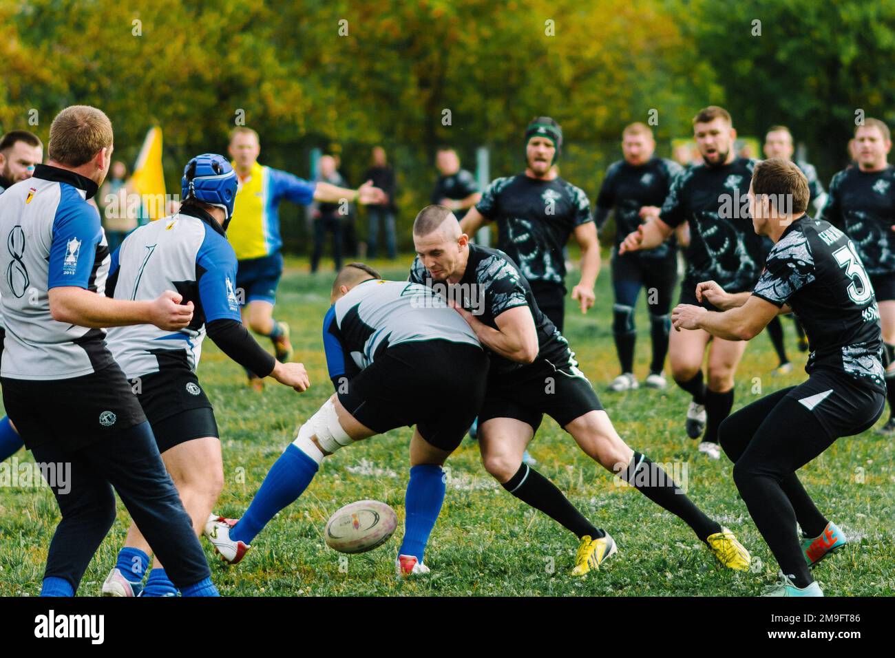 Rugby ball hitting player hi-res stock photography and images - Alamy