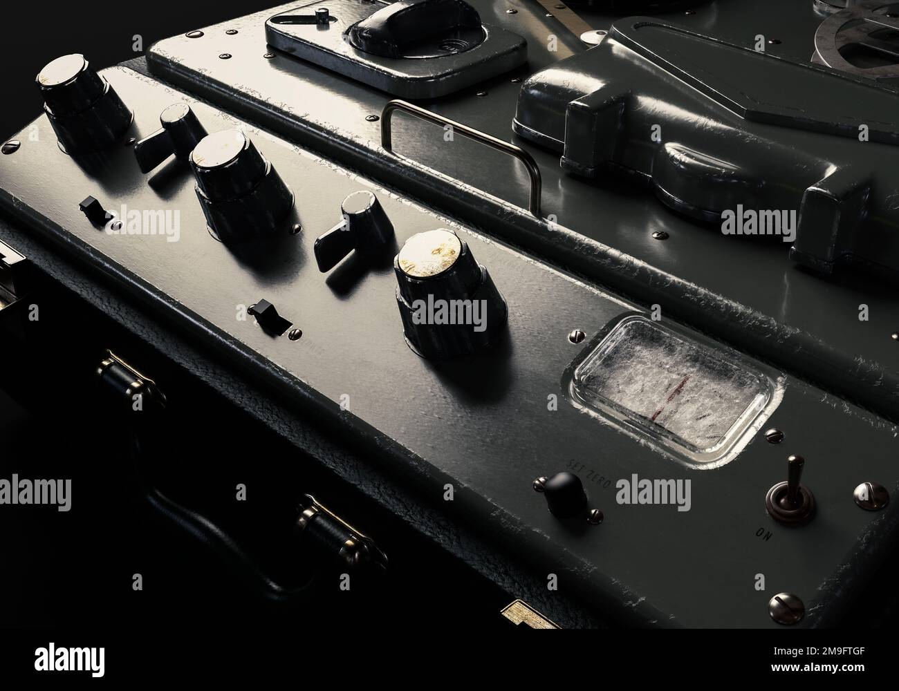 A vintage reel-to-reel analogue analogue audio recorder in a leather ...