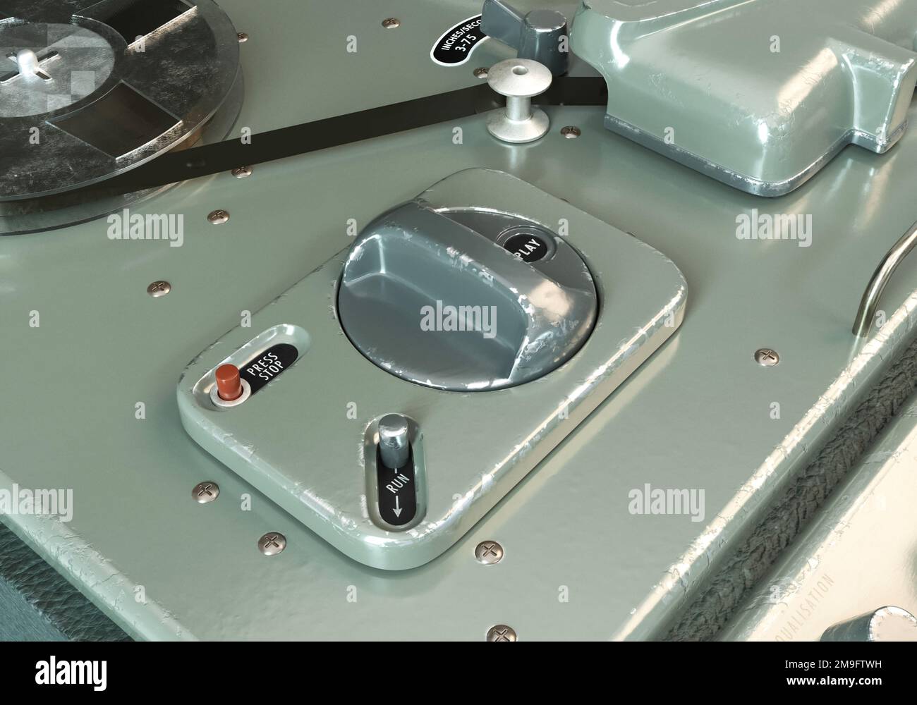 A vintage reel-to-reel analogue analogue audio recorder in a leather ...