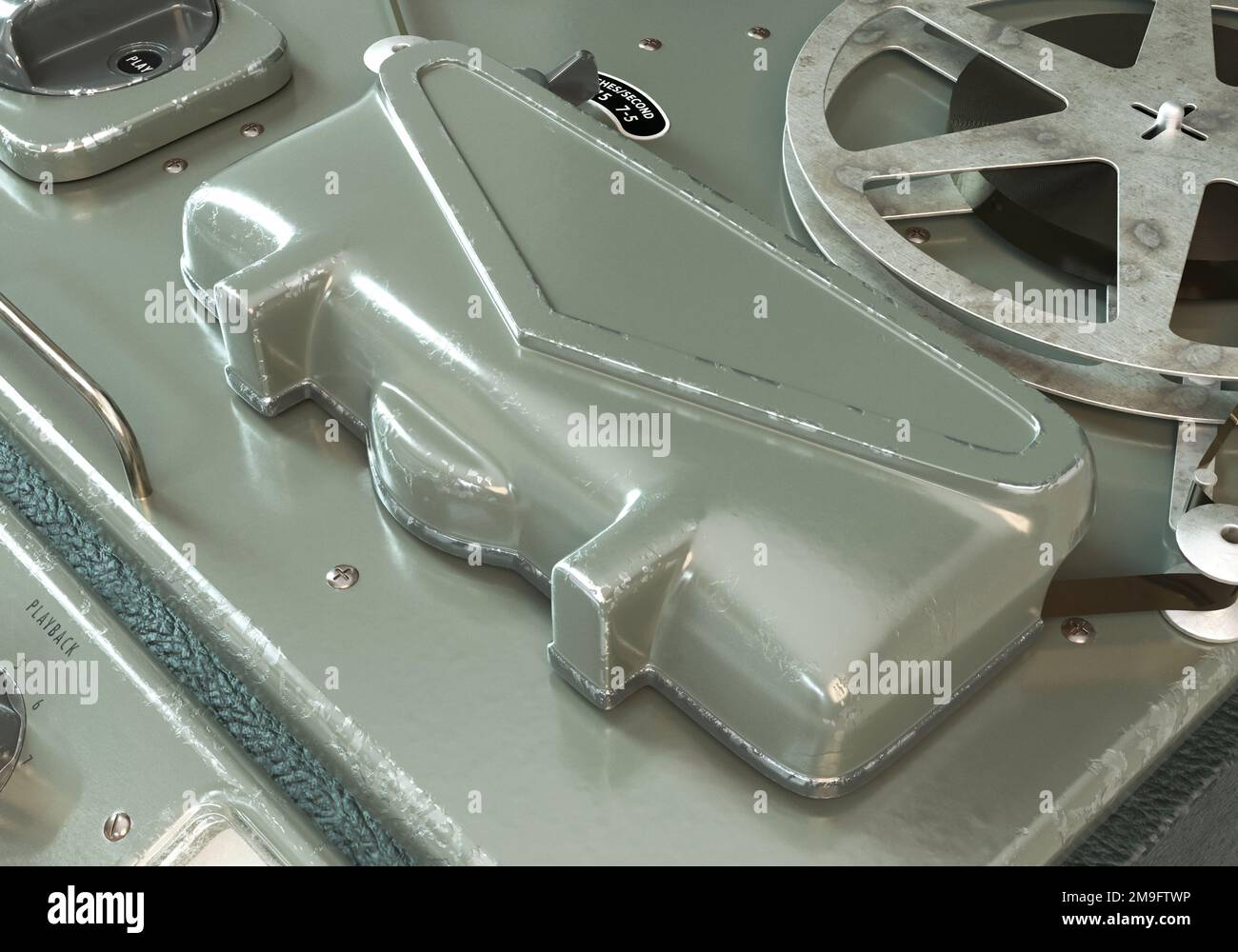 A vintage reel-to-reel analogue analogue audio recorder in a leather ...