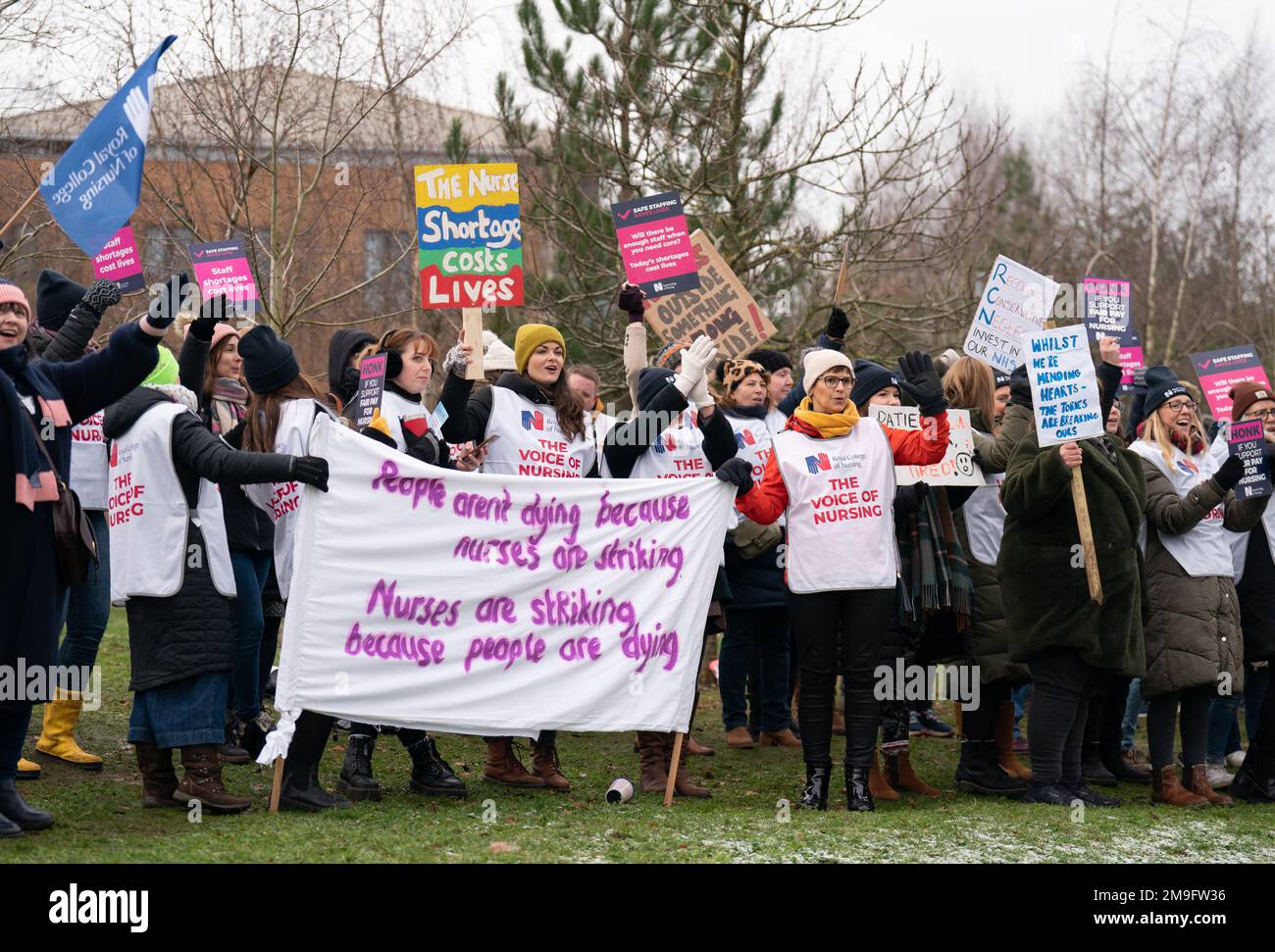 Members of the Royal College of Nursing (RCN) on the picket line ...