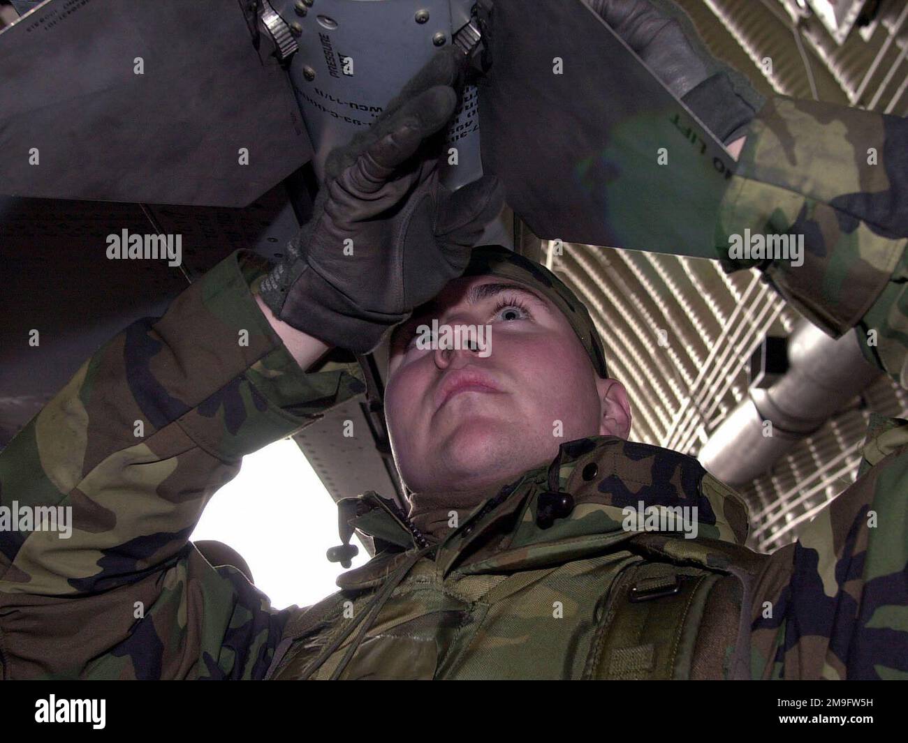 US Air Force SENIOR AIRMAN Mike Bylica, weapons load crew, 35th Fighter ...