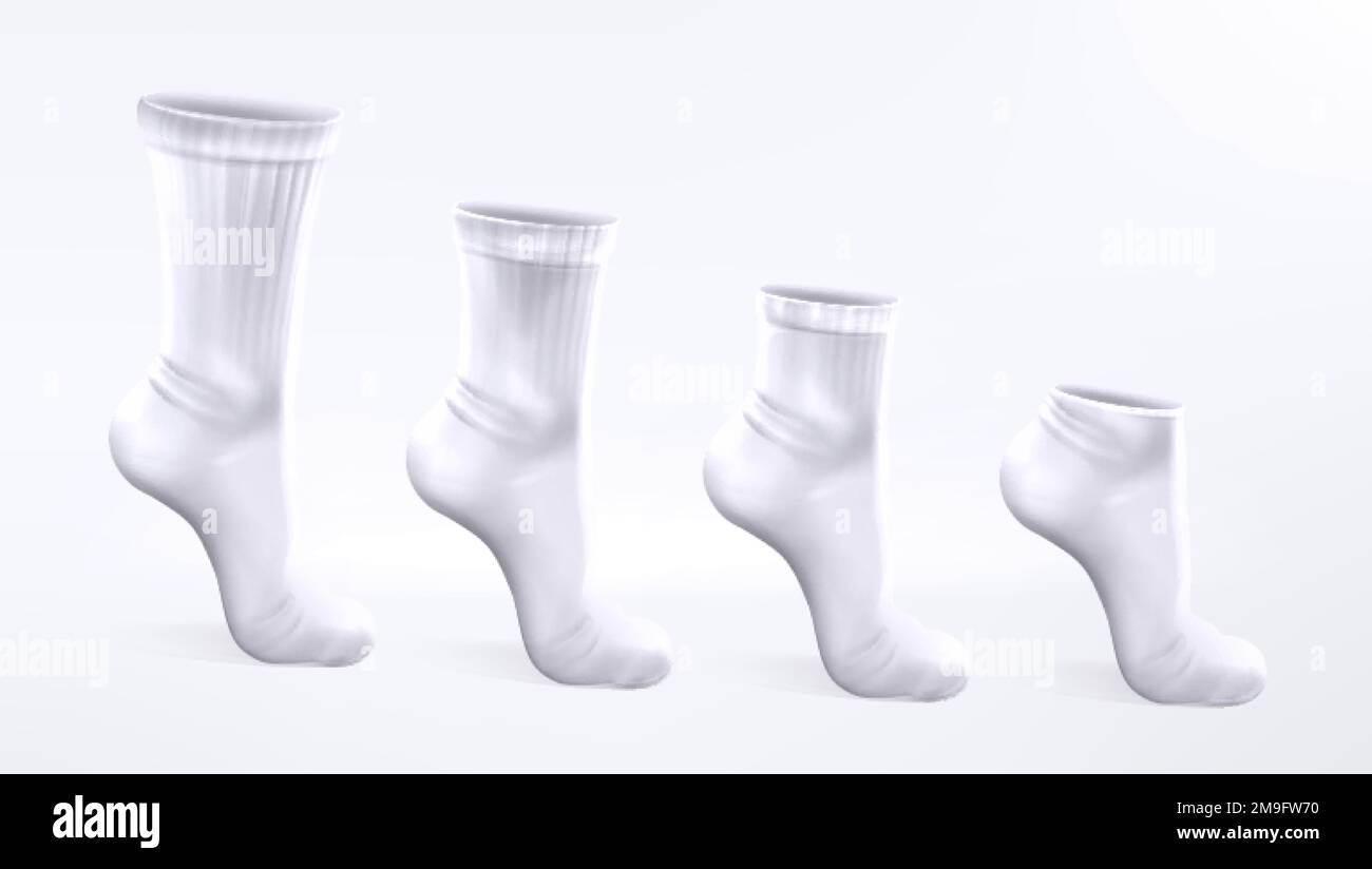 Vector 3d realistic set of sports and casual white socks different ...