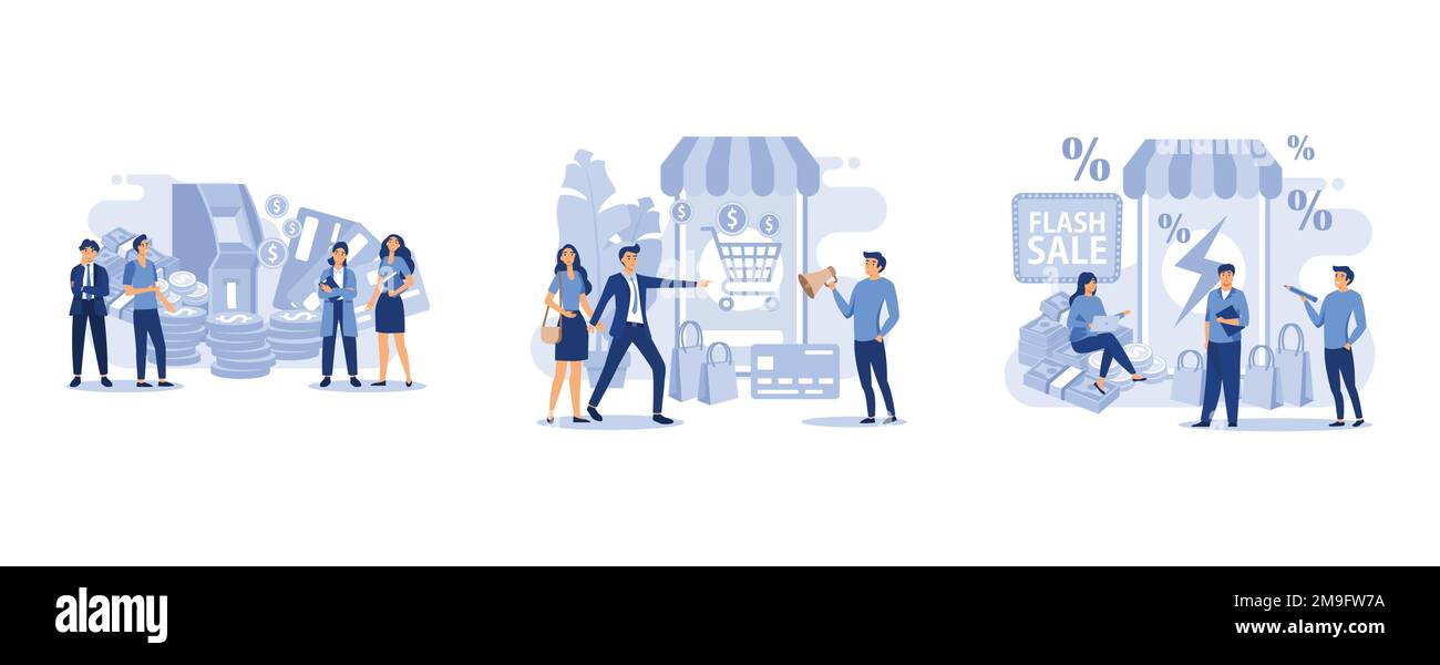 Customers with credit card withdrawal money standing in line at bank ...