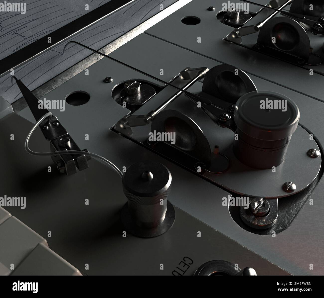 A russian polygraph lie detector machine drawing lines on graph paper ...