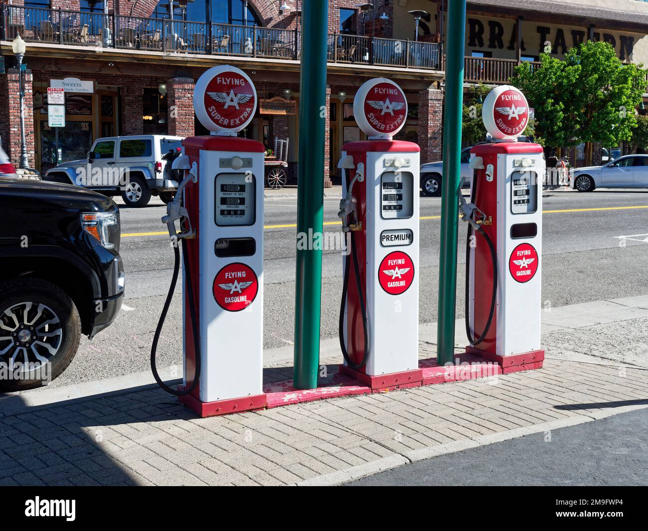 A preserved gas station pumps and art deco building from the 1940's and ...
