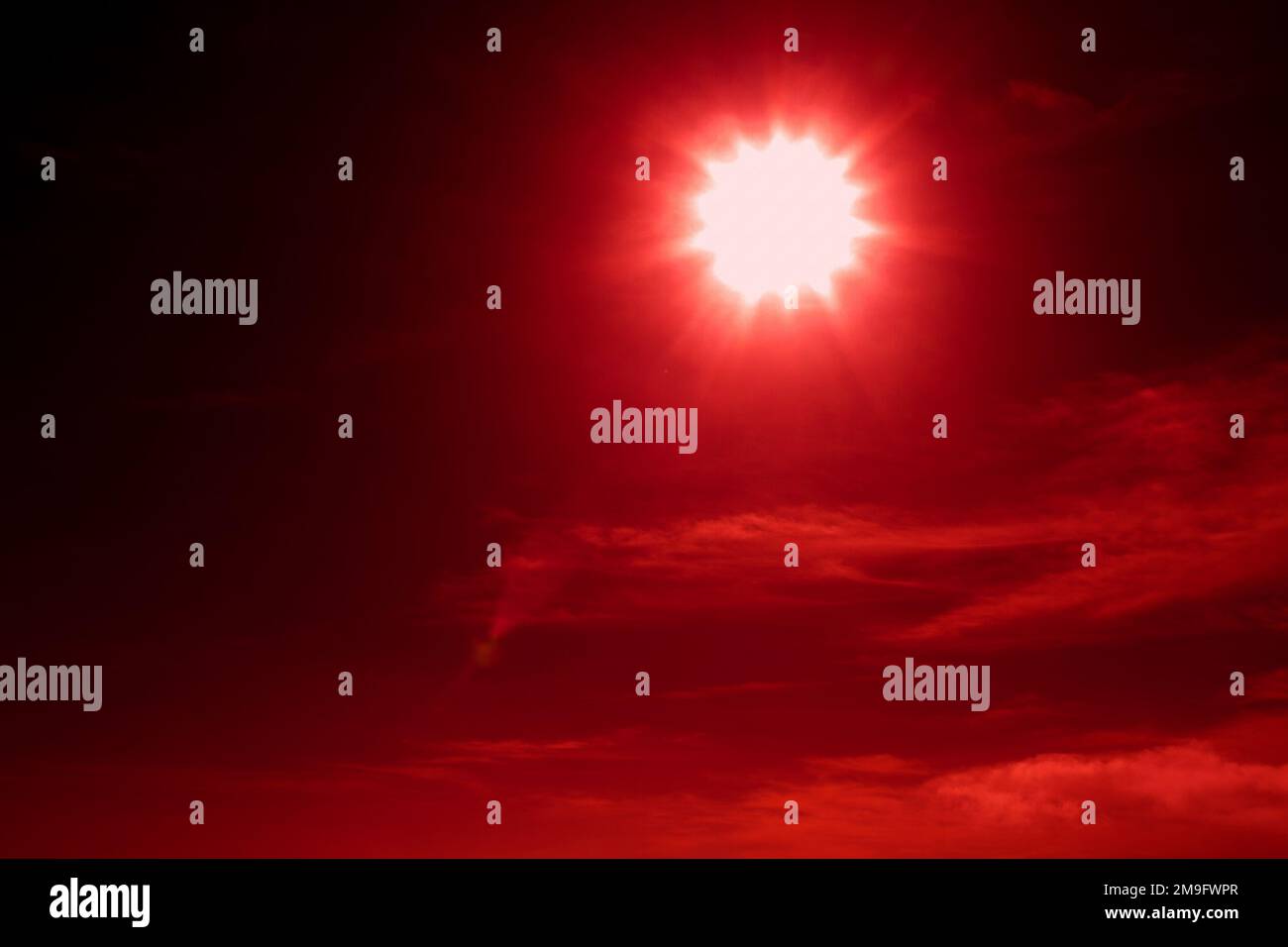 Fiery red sky. Blood clouds. Horror. Background, banner. Horror ...