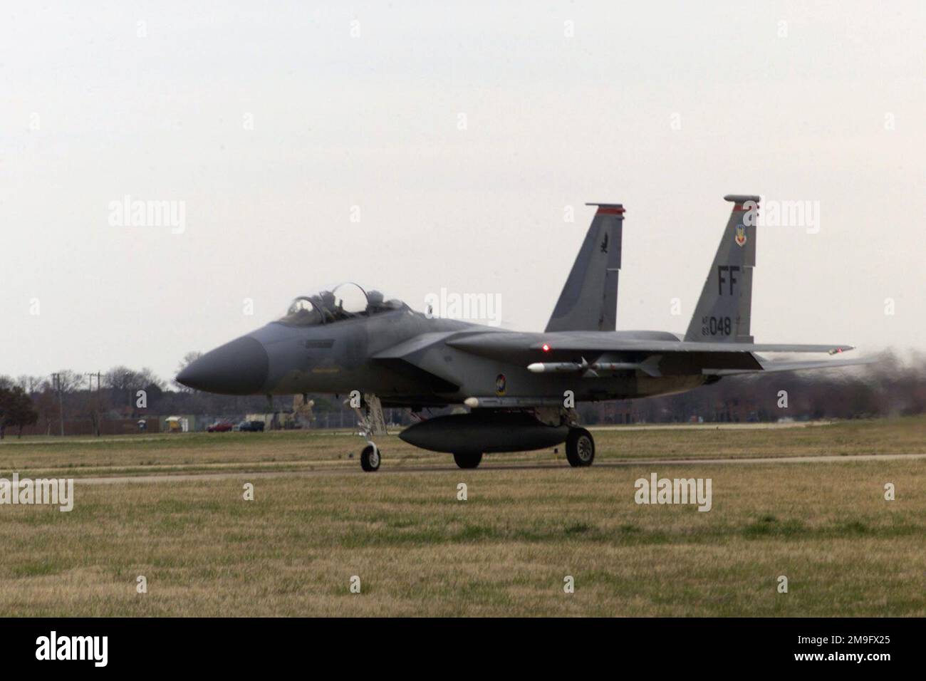 A US Air Force F-15C Strike Eagle aircraft from the1st Fighter Wing, 71st Fighter Squadron ...