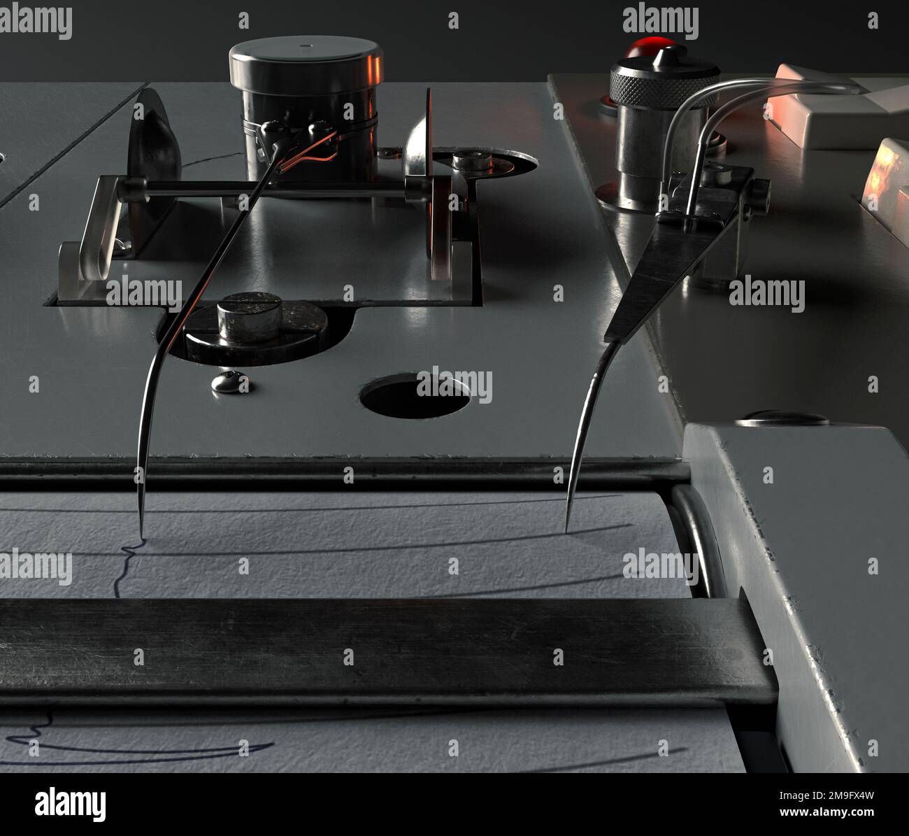 A russian polygraph lie detector machine drawing lines on graph paper ...