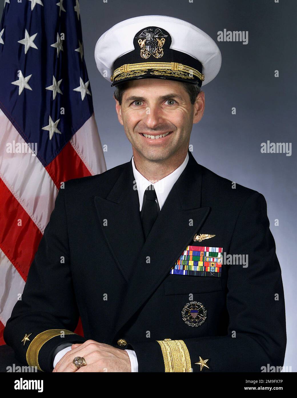 Portrait of US Navy Rear Admiral (lower half) James M. Zortman ...