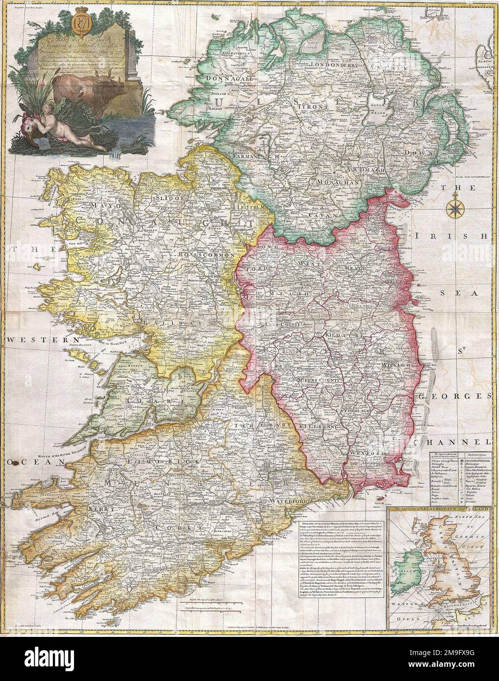 IRELAND Map by French cartographer Jean Rocque 1794 Stock Photo - Alamy