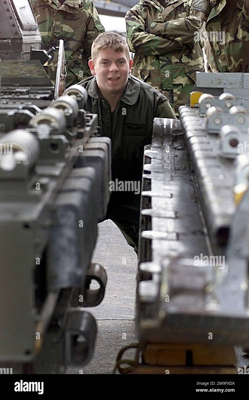US Air Force AIRMAN First Class Thomas Orbisor a Loadmaster with the ...