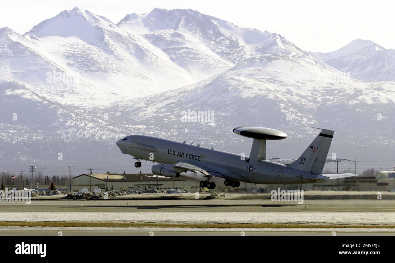 A US Air Force E-3 Sentry Airborne Warning and Control Systems (AWACS ...