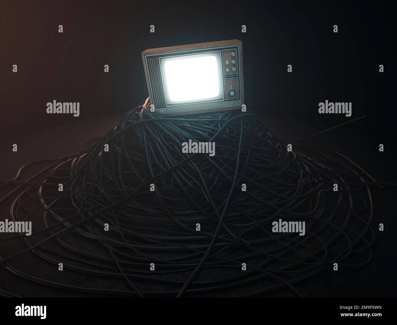 Tv cables mess hi-res stock photography and images - Alamy