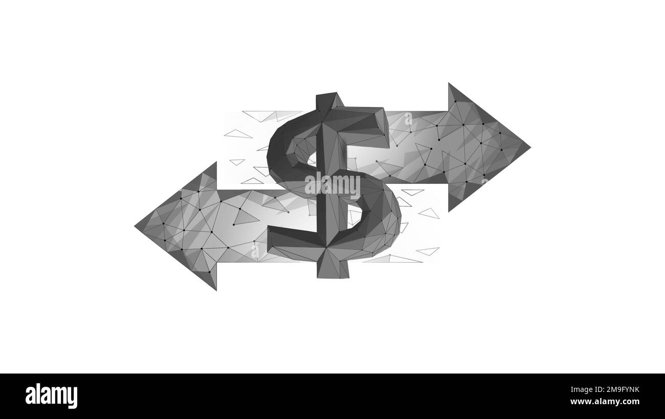 Money exchange arrows symbol concept. 3D geometric finance online ...