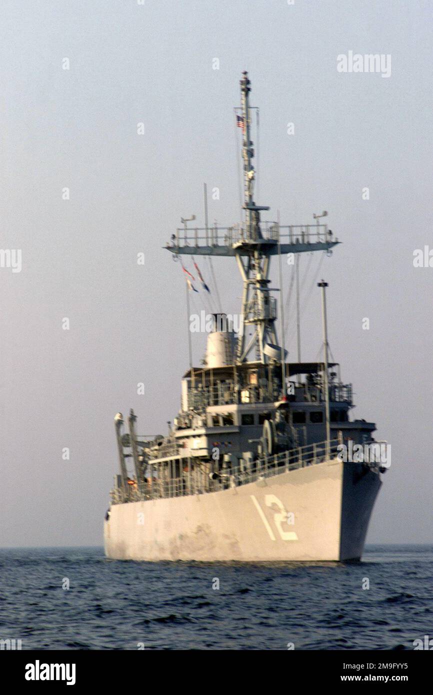 A starboard bow view of the USS ARDENT (MCM-12) underway in the Persian ...